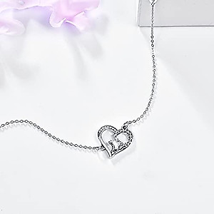 TANGPOET Giraffe Gifts for Women Mom Grandma Family Giraffe Heart Bracelet for Mother Bracelet 925 Oxidized Sterling Silver Giraffe Jewelry Gifts for Birthday Christmas Valentines Mothers Day