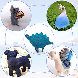 WONVOC Needle Felting Wool 80 g, 8 Colors Nature Wool Roving, Felting Wool Bulk, Wool Roving for Needle Felting, for DIY Craft Materials and Felting Wool Craftsmen, 10g/Color, Blue