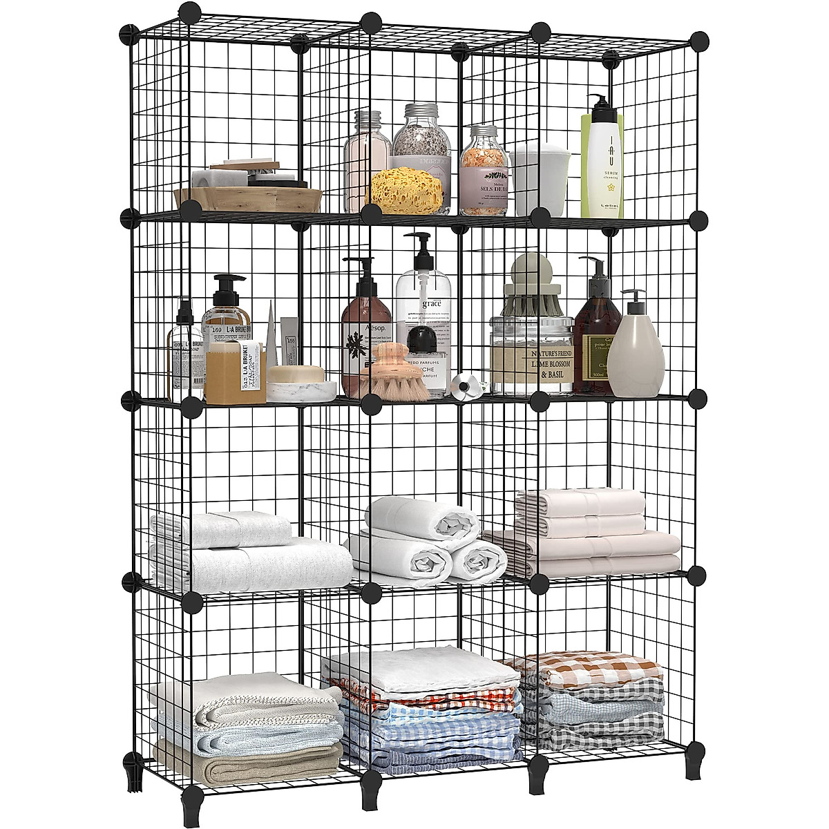 HOMIDEC Closet Organizers and Storage, 12 Storage Cubes, Wire Cube Storage DIY Room Storage Shelf for Garment Racks, Closet, Wardrobe