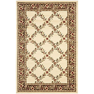 SAFAVIEH Lyndhurst Collection Accent Rug - 4' x 6', Ivory & Brown, Floral Trellis Design, Non-Shedding & Easy Care, Ideal for High Traffic Areas in Entryway, Living Room, Bedroom (LNH557-1225)