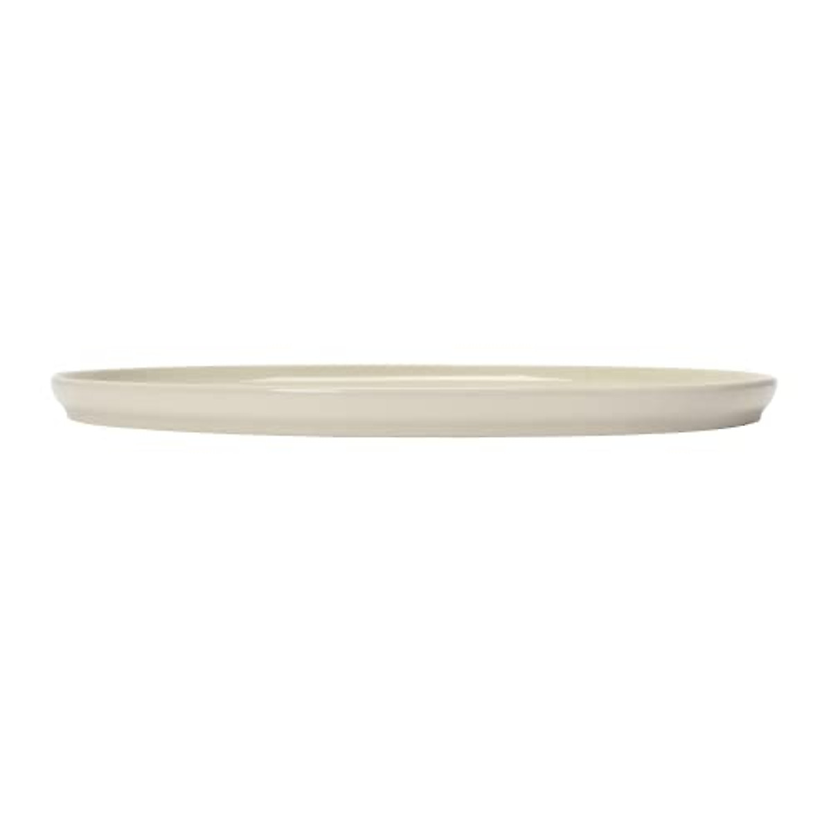 Creative Co-Op Oval Debossed Stoneware Platter, Cream and Green Reactive Glaze, 14''L x 10''W x 1''H
