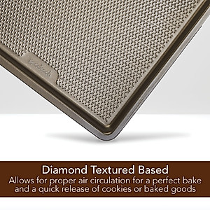 Good Cook 5511 Aluminized Steel, Diamond-Infused Non-Stick Coated Textured Bakeware, Half Sheet, champagne pewter