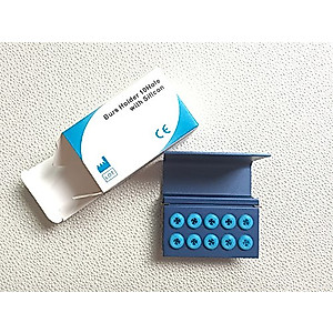 5pcs (Blue)10 Holes Dental FG RA Burs Holder Block Sterilizer Stand with Silicone