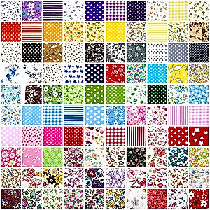 300 Pcs 4" x 4" (10 cm x 10 cm) Precut Cotton Craft Fabric Bundle Squares Floral Patterns Sewing Quarters Bundle Quilting Fabric DIY Material for Sewing Fabric Scraps Squares Sheets Patchwork for Kids