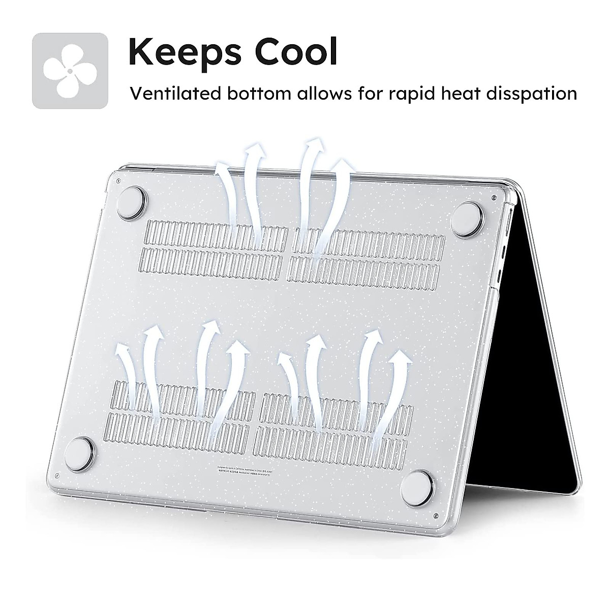 iCasso for MacBook Air 13.6 Inch Case 2022 2023 Release A2681 M2 Chip with Retina Display，Glitter Hard Shell Case for MacBook Air M2 + Keyboard Cover + Screen Protector -Glitter Black Gradient