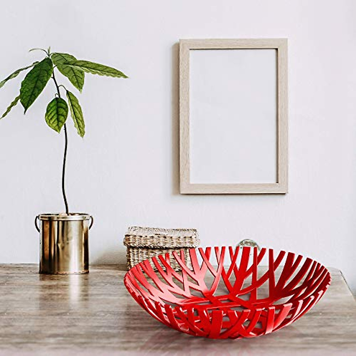 Mueller Fruit Basket, European Fruit Bowl, Fruit and Vegetables Holder for Counters, Kitchen, Countertop, Home Decor, High-end Look, Red