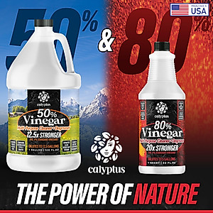 Calyptus 80% Concentrated Vinegar | Max-Performance (20X Power) | Pure Virgin Vinegar | Dynamic-Power | Home, Outdoor, Industrial Cleaner Concentrate | Makes 5 Gallons | USA Made | 32 Ounces