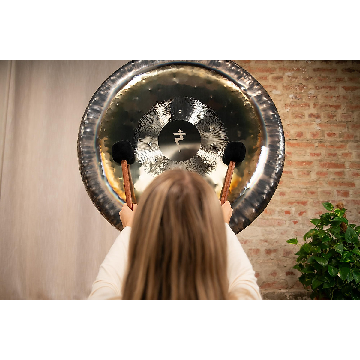 Gong Mallet Beater with Sapele Wood Handle and Soft Fleece Head — MADE IN GERMANY — for Meditation, Sound Healing Therapy and Yoga,2-YEAR WARRANTY