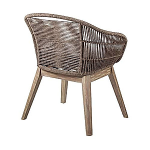 ARMEN LIVING LCTFSITRU Fruitti Tutti Frutti Indoor Outdoor Dining Chair in Light Eucalyptus Wood with Latte Rope and Grey Cushion, Truffle