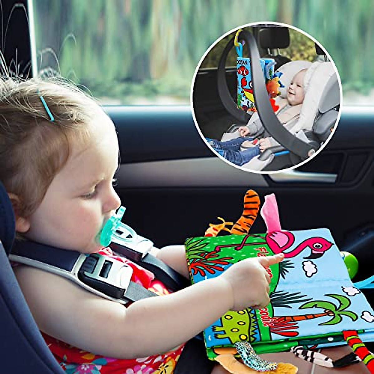 2 PCS Soft Cloth Baby Books 0-6 Months High Contrast Sensory Baby Toys 6 to 12 Months Crinkle Touch Feel Teething Carseat 9 18 Month Travel Essentials Tummy Time Infant 0-3 Months Newborn Shower Gift