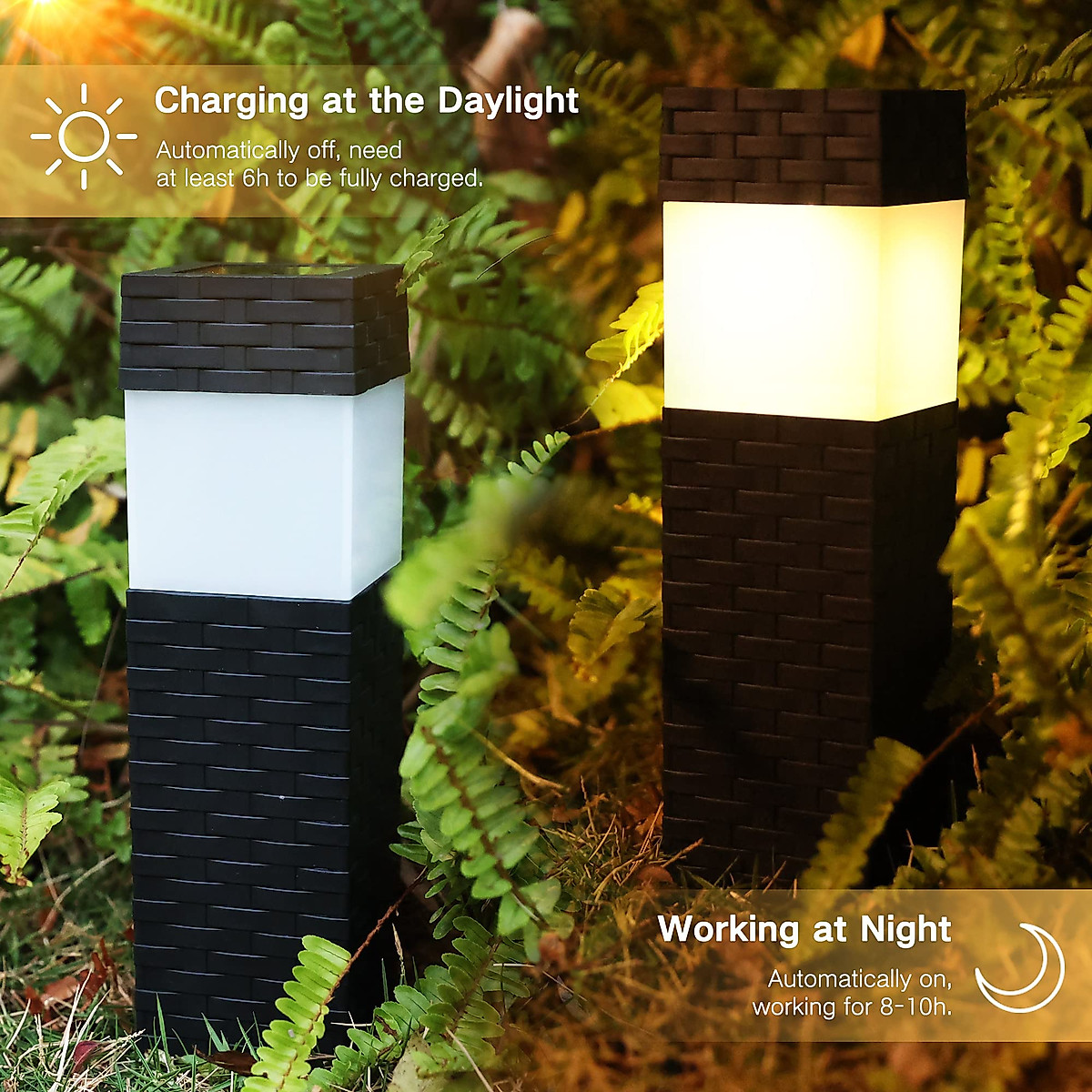 iBaycon 8 Pack Solar Pathway Lights Outdoor, Waterproof Solar Landscape Lighting, Bright Solar Garden Lights for Patio Lawn Yard Walkway Driveway (Warm White)