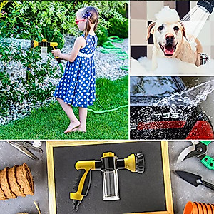 Spray Gun Nozzle, SUMLINK Garden Hose Attachment Spray Gun Nozzle with Reservoir for Soap or Fertiliser (Yellow)