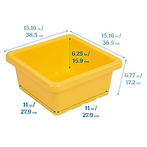ECR4Kids Square Bin with Lid, Storage Containers, Yellow, 2-Pack