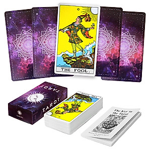 DEBIDSTL Tarot Cards for Beginners,78 Classic Tarot Cards Deck with Guidebook and Velvet Storage Bag,Durable Tarot Cards,Fortune Telling Games (Purple)