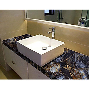 UPREDO Blue Stone Marble Granite Look Effect Countertops Gloss Vinyl Film 12inch by 79inch (Blue Stone)