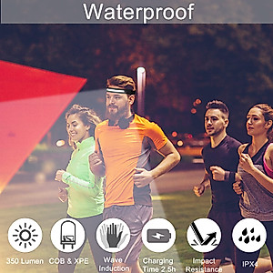 LED Headlamp Rechargeable, Flexbeam Headlamp Flashlight for Adults with Motion Sensor, Adjustable Headband Head lamp to Wear, Waterproof Hardhat Headlight for Outdoor Camping, Running, Hiking, Fishing