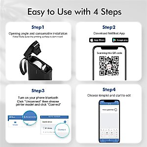 YuLinca Label Maker D11 with Tape, Wireless Bluetooth Portable Sticker Labels Printer 10-15mm Label Width Compatible with iOS & Android for Home & Office (Black)