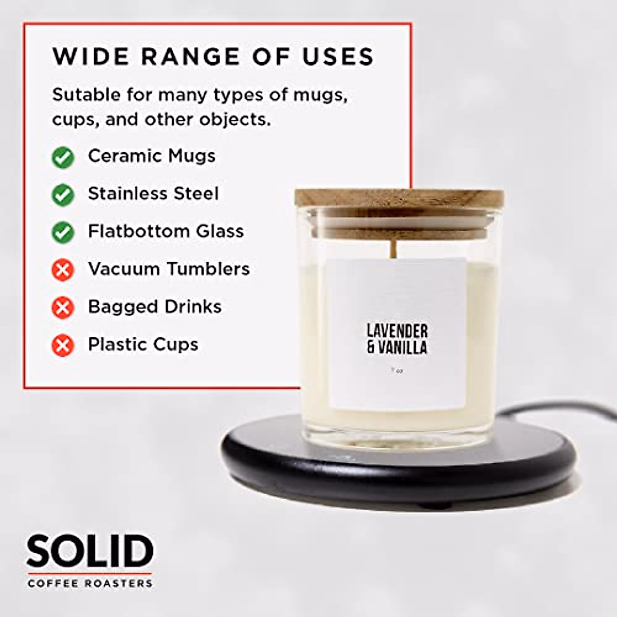 Coffee Mug Warmer, Electric Beverage Warmer for Home or Office, Candle Wax or Hot Tea with Thermostat Gravity Switch and Timer (Black)