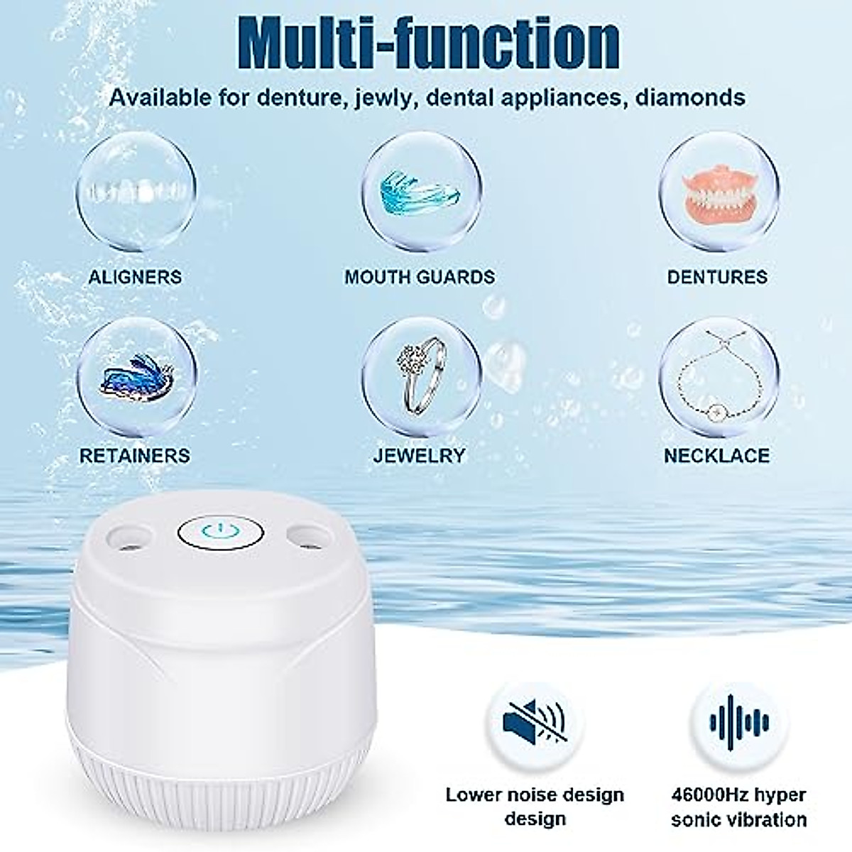 HUPZUND Ultrasonic Retainer Cleaner, 45kHz Ultrasonic UV Cleaner for Dentures, Retainer, Mouth Guard, Aligner, Whitening Trays, Toothbrush Head, 200ml Ultrasonic Cleaner Machine for Jewelry Diamond
