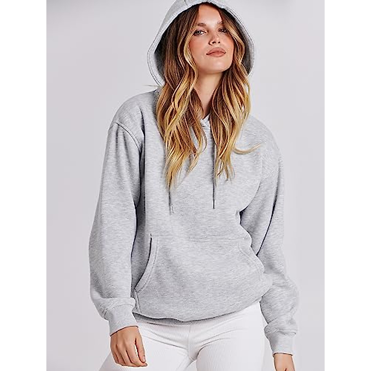 ANRABESS Women's Oversized Hoodies Fleece Casual Pullover Drawstring Long Sleeve Hooded Sweatshirts 2023 Fall Fashion Clothes Trendy Y2k Outfits for Teen Girls A1072huahui-S Heather Gray