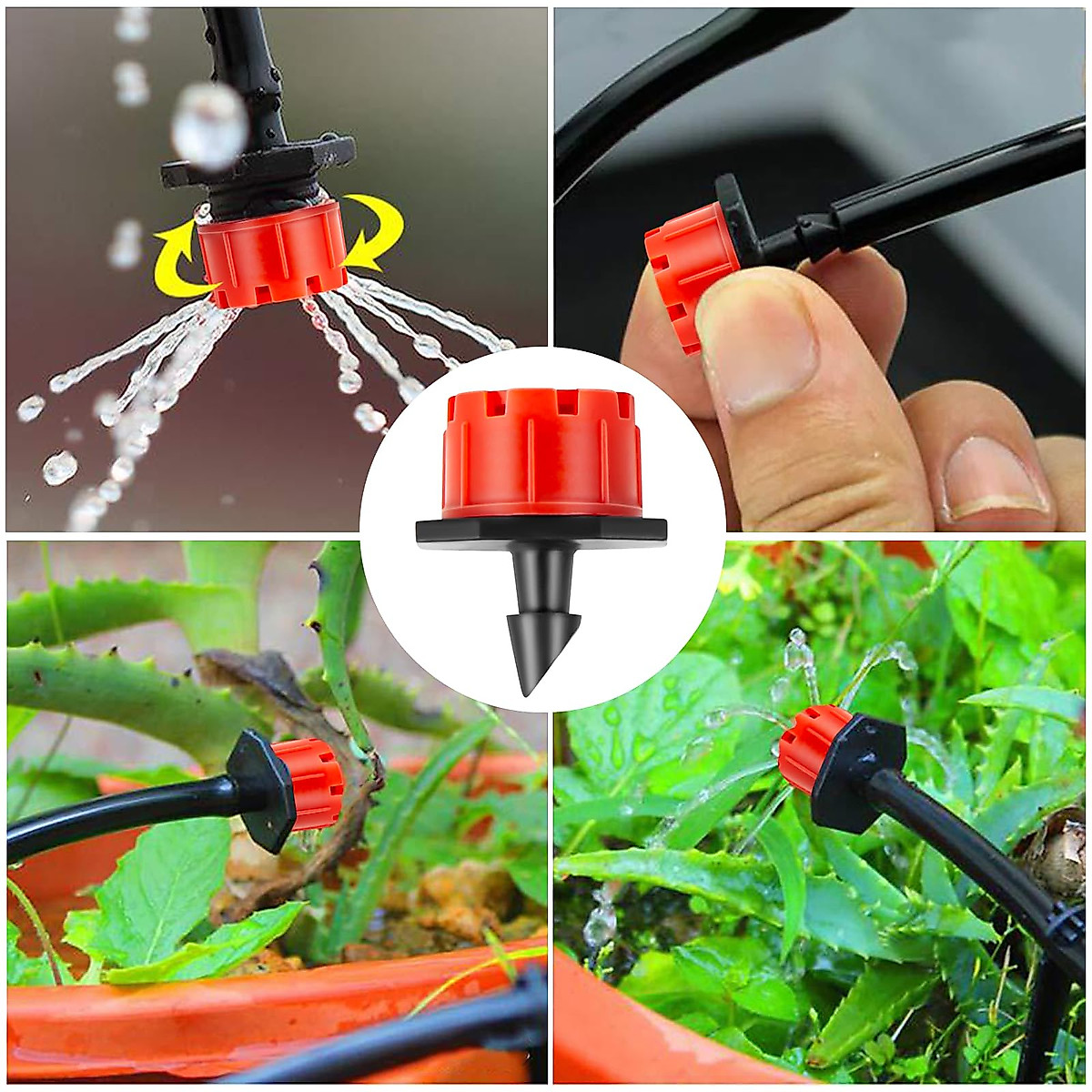 33FT Automatic Drip Irrigation Kit Set, Quick Connector DIY Watering Misting System with 1/4” Distribution Tubing, Nozzle Emitter Barbed Fittings for Plant, Greenhouse, Garden and Yard (33 FT)