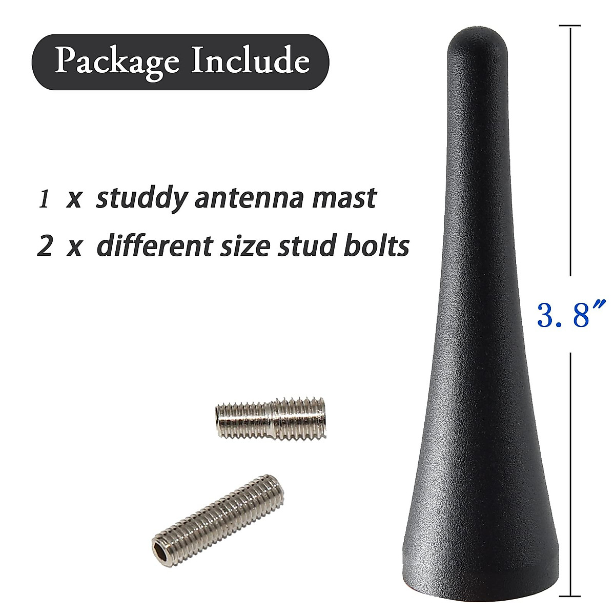 Anina Antenna Mast Replacement 3.8 Inch for 2010-2014 Ford Mustang, 2013-2023 Ford Transit, 2013-2019 Lincoln MKZ AM/FM Radio Stubby Aerial Short Antenna Mast Black Aluminum Car Wash Proof