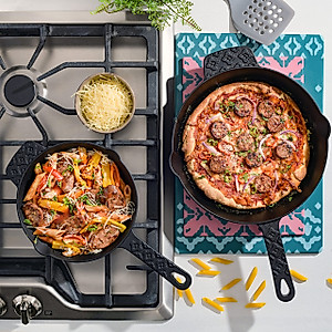 Spice by Tia Mowry Savory Saffron 2-Piece (8" & 10") Pre-Seasoned Cast Iron Skillet Set