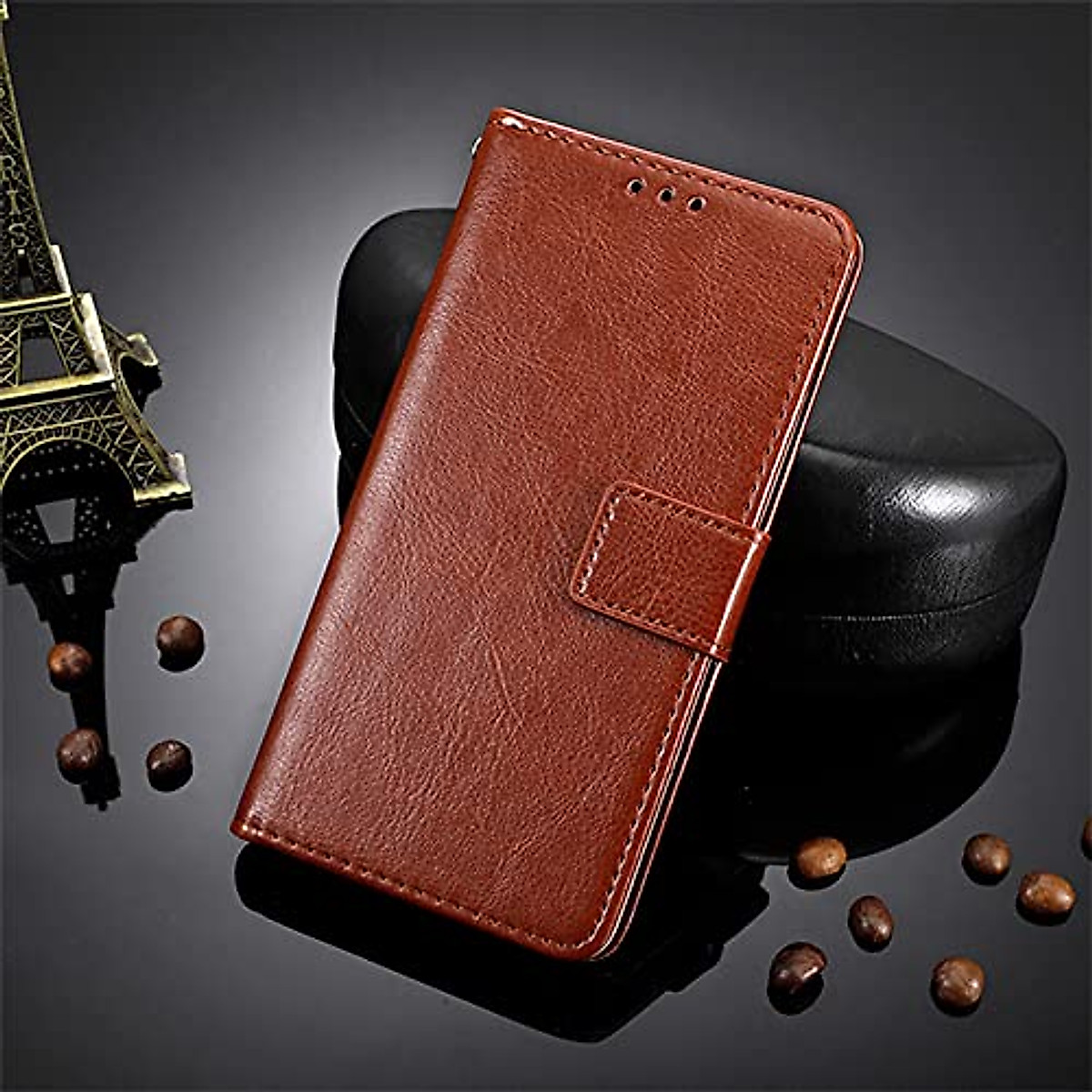 MojieRy Phone Cover Wallet Folio Case for XIAOMI MI Note 10, Premium PU Leather Slim Fit Cover for MI Note 10, 3 Card Slots, Feel Good, Brown