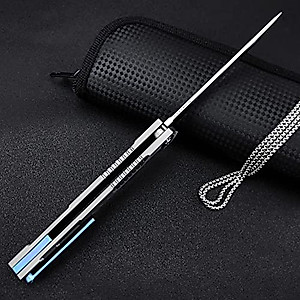 Edc Slim Small Flipper Folding Pocket Knife For Men Ceo, Titanium Handle And Frame Lock With Clip, M390 Plain Drop Point Edge Blade, Outdoor Rescue Survival Everyday Carry Self Defense