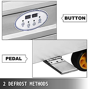 VEVOR Commercial Ice Roll Maker, 1350W Stir-Fried Yogurt Cream Machine, Ice Cream Roll Machine with 19.7-Inch Round Pan, 2 Defrost Methods (Button & Pedal), Perfect for Bars, Cafes, Dessert Shops
