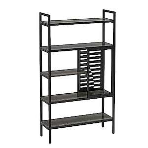 Anivia 5 Tier Bookshelf, Ladder Bookcase Display Shelves, Wide Book Shelf Bookcases for Home & Office, Oak/Black