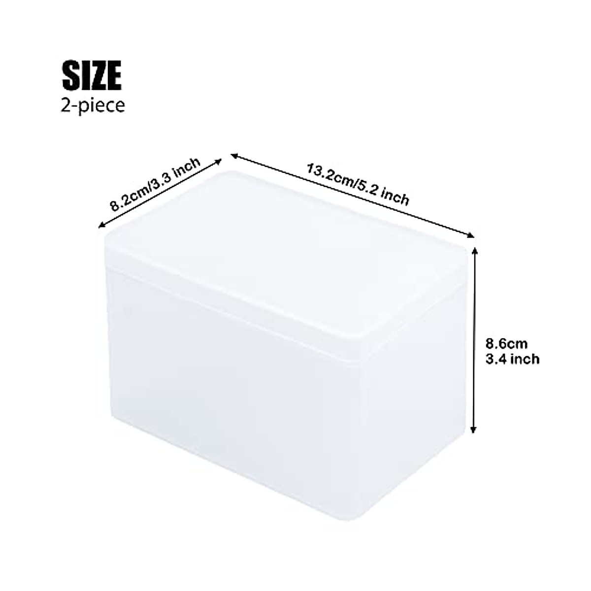 Cotton Swab Holder 2-Pcs Bathroom Canisters, Clear Plastic Storage Box With Hinged Lids, Makeup Organizer-Suitable for Q-Tips, Cotton Balls, Cotton Pads, Lipsticks, Cosmetics (2 Middle Boxs)