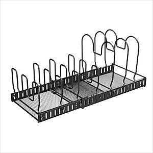 EMT ETRENDS Pots and Pans Organizer, Adjustable 2 Packs Pot Organizer with 7 Dividers and Bottom Mesh, Expandable Pot and Pan Organizer for cabinet, Kitchen Counter, Black…