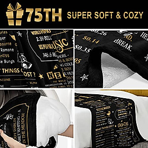 Neuturs 75th Birthday Gifts for Women, 75th Birthday Gifts for Men, 75th Birthday Decorations for Women Men, Best Gifts for 75 Year Old Woman, Happy 75th Birthday Gift Ideas Throw Blanket 60"x50"