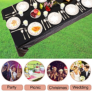 2 Pack Black Rose Gold Plastic Tablecloth for Parties, Disposable Rectangle Table Cloths, Dot Confetti Waterproof Table Covers, 54" x 108", for Graduation Retirement Birthday Anniversary Decorations
