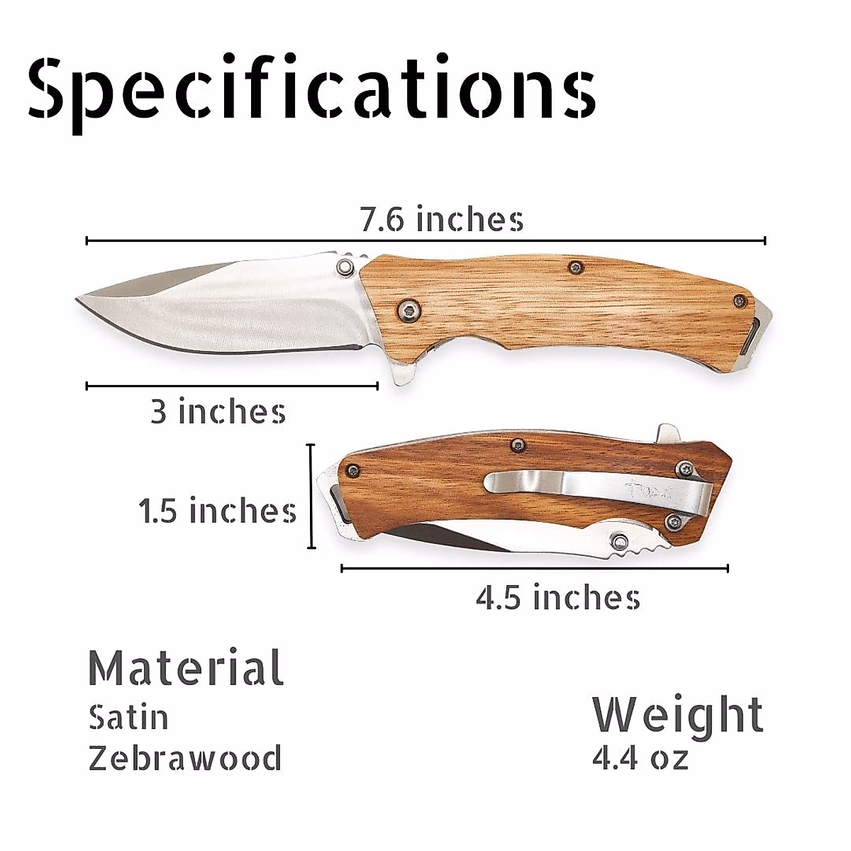 Tropas Folding Pocket Knife - EDC 3Cr13 Stainless Steel Blade with Wood Handle