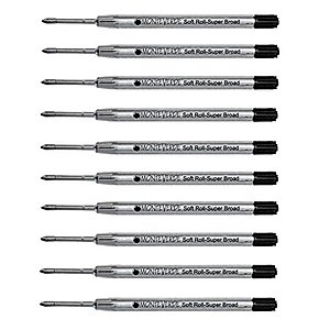 10 - Monteverde Ballpoint Refill to Fit Parker Ballpoint Pens, Super Broad Point, Soft Roll, (BULK PACKED) (Black)