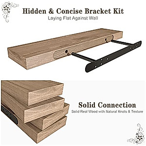 FALANZATH Floating Shelves Wood Set of 2 - Rustic Natural Wood 36 Inch - Rustic Wall Mounted Storage Shelves for Bedroom, Living Room, Bathroom, Kitchen, Office, Farmhouse (Natural Wood)