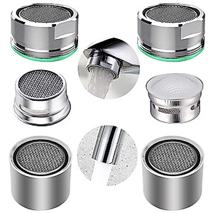 4pcs Faucet Aerators, 2pcs Aerator Filter Replacement Parts, with Brass Housing, 2pcs 15/16 Inch Male and 2pcs 55/64 Inch Female Bathroom Aerator Faucet Filters with Gaskets,for kitchen bathroom
