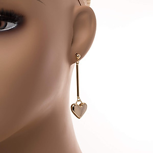 Cowlyn Heart Earrings Love Pendant Long 925 Silver Needle 14K Gold Dangle Drop Stud Cute Jewelry Valentines Day Gift for Women