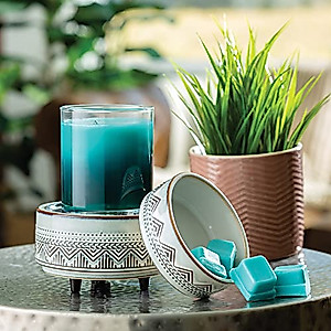 CANDLE WARMERS ETC 2-in-1 Candle and Fragrance Warmer for Warming Scented Candles or Wax Melts and Tarts with to Freshen Room, Santa Fe White and Brown