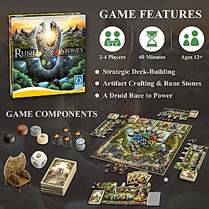 Queen Games Rune Stones Strategy Board Game, 2-4 Players, Family, Adults, Kids Ages 12+, Fantasy Strategy Game