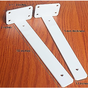 8 Pack - 10 inch White Hidden L Shelf Bracket (1/5 Inch Thicked) Iron Shelf Brackets, Metal Shelf Bracket, Industrial Shelf Bracket, Modern Shelf Bracket, Metal L Brackets for Shelves Support