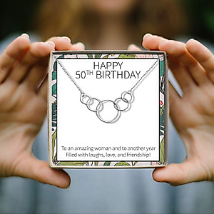 Dear Ava 50th Birthday Gift Necklace: Birthday Gift, Jewlery Gift For Her, 5 Asymmetrical Circles (silver-plated-brass, NA)