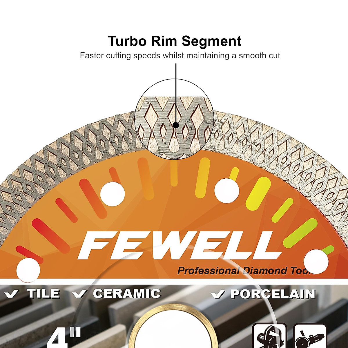 FEWELL 4.5 inch disc Super Thin 1.2mm Diamond Saw Blade, X-Teeth Diamond Dry/Wet Cutting Wheel Blade for Porcelain, Tile and Ceramic (1-Pack)