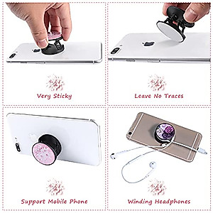 4 Pieces Paper Flowers Phone Grip Holders Flower Pattern Finger Expanding Stand Holder Expanding Grip Widely Compatible with Most Phones and Cases Collapsible Grip for Phones and Tablets