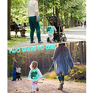 Backpack Leash for Toddlers + Anti Lost Wrist Link, Dinosaur Kids Backpack Harness with Leash for 1-5 Years Old Boys and Girls Christmas Gift (Dinosaur Blue)