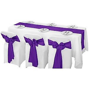 Flohar 12Pack Table Runner 12 x 108 Inches Satin Silk Table Runner for Wedding, Birthday Party, Banquets, Graduations Decoration, fit Rectange and Round Table-Purple