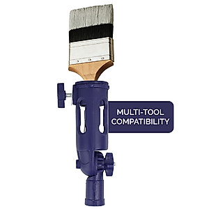 Foxtrot Multi-Angle Paint Brush Extender - Extension Pole Attachment Holder for Paint Brush, Roller, Scraper - Rotating Head, Secure Handle Grip - Easily Reach Ceilings, Walls, Corner Edges - Blue
