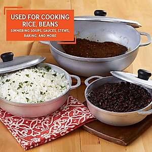 IMUSA USA Traditional Colombian Natural Caldero Matching Aluminum Lid 3-Piece (3.5/7.0/11.0 Quart) Dutch Oven Set, Silver (GAU-89224DS), Large